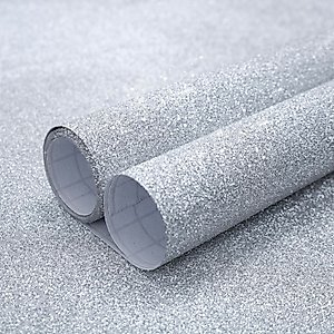 lenify Silver Glitter Wallpaper Peel and Stick Silver Contact Paper 17.7inch x 118.1inch Glitter Self Adhesive Wall Paper for Bedroom DIY Gift Decoration Sparkle Contact Paper for Shelf Liner Vinyl