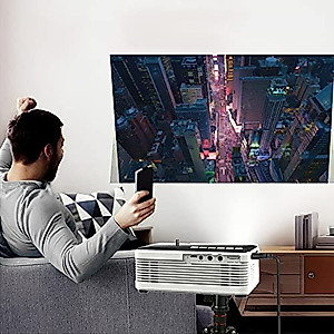 Aopirta HD Projector Home Bedroom Home Projector Small Portable Mini Projector Supports HDMI On The Same Screen and Connected to Outdoor Mobile Power Supply