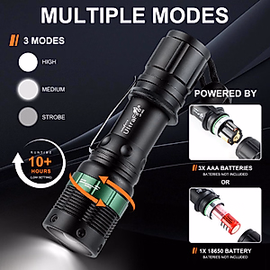 UltraFire 11-Inch Signal Traffic Wand LED Flashlight with Strobe Mode, Wrist Strap Lanyard, 250 Lumens, Orange Finish