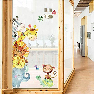 Cartoon Animals Wall Stickers DIY Children Mural Decals for Nursery Kids Baby Room Decor Bedroom Wardrobe Classroom Door Decoration (Animal)