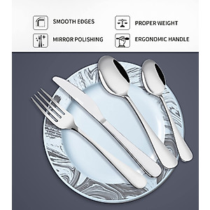 VIVANI 16 Piece Silverware Set for 4, Premium Stainless Steel Cutlery Set, Utensil Sets, Flatware Sets for 4, Forks Spoons and Knives Set Dishwasher Safe for Home Kitchen