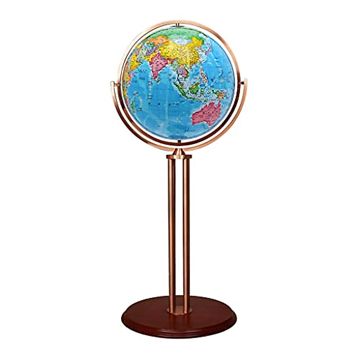 geographic globe 16.5” Diameter Large World Globe Floor Standing Educational Earth Globe With Round Wooden Base Geographic Globes For Home Decor world globe gift (World Globe a) (W