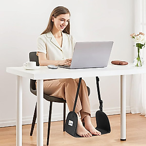 CERBONNY Airplane Foot Rest - Portable and Adjustable Foot Hammock,Airplane Travel Flight Essential for Relaxing Your Feet During Airplane Journeys - Office Footrests (Black)