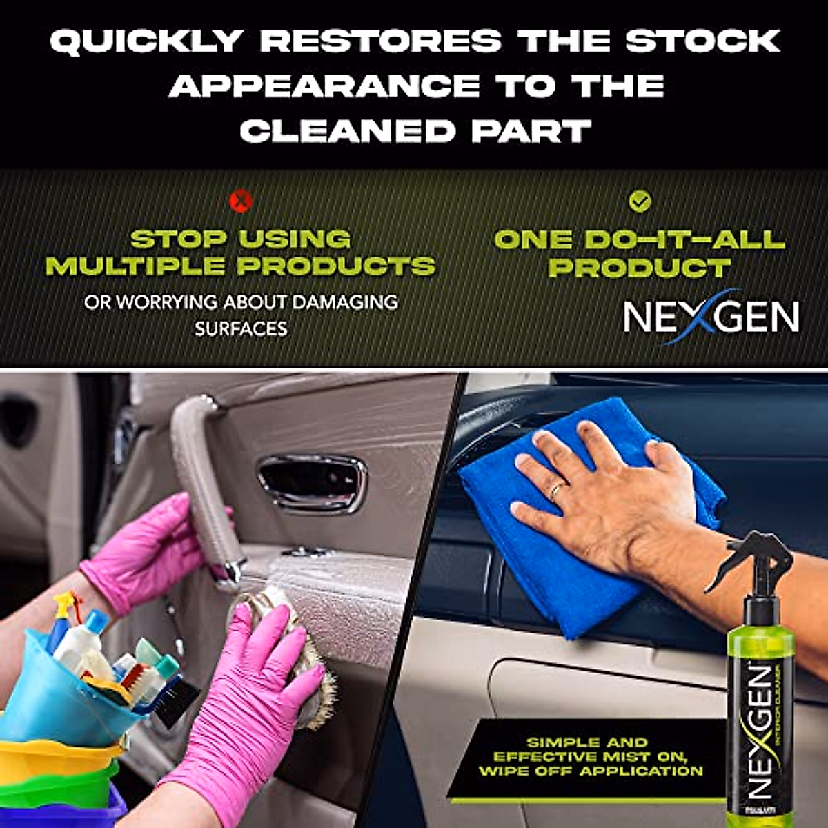 Nexgen Interior Cleaner — All Purpose Cleaner For Car Detailing, Interior Car Cleaner, Car Dashboard Cleaner — Mist On Wipe Off Solution for All Interior Surfaces (16oz)