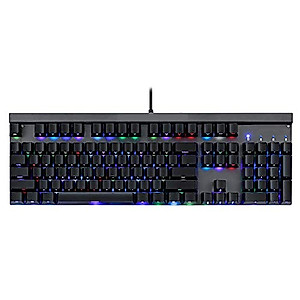 Teerwere Gaming Keyboard 104 Key Outemu Blue Switch Side Printed RGB Mechanical Gaming Keyboard Full Color Backlit System Mechanical Gaming Keyboard (Color : Black, Size : One Size)