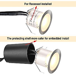 SMY Lighting Recessed LED Deck Light Kits with Protecting Shell φ32mm, In Ground Outdoor LED Landscape Lighting IP67 Waterproof,12V Low Voltage for Garden,Yard Stair,Patio,Floor,Kitchen Decoration