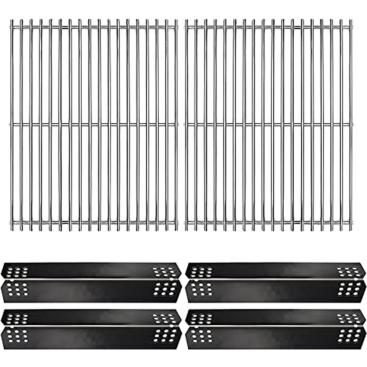 Hongso Grill Replacement Parts for Nexgrill 720-0830H, 17" SUS304 Stainless Steel Cooking Grill Grates and 14 9/16" Porcelain Steel Heat Plates