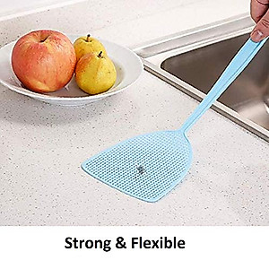 Fly Swatter 5 Pack Plastic Manual Fly Swat Set Heavy Duty with Long Strong Handle Assorted Colors Multi Pack Fly Swatters