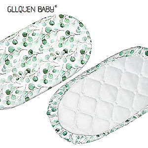 GLLQUEN BABY Bassinet Sheets 4 Pack, Breathable Cozy Fitted Mattress Sheet, Elastic Travel Crib Fashionable Floral Pattern, Standard Cradle Safe Sheets for Baby Boy Girls 32"X16"(Greenery)