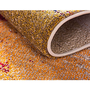 Unique Loom Estrella Collection Abstract, Rustic, Modern, Gradient, Distressed Area Rug, 6' 1" x 6' 1", Pink/Navy Blue