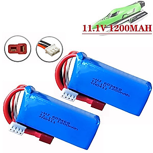 LIZHOUMIL 11.1v 1200mah Lithium Battery with T Plug Compatible for Wltoys Wl915-a High Speed Vehicle F1 Racing Boat Parts RC Battery 1200MAH