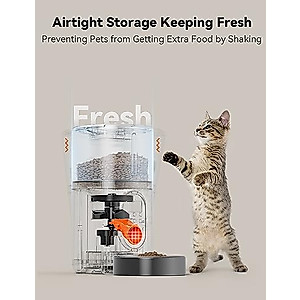 WOPET FT50 Automatic Cat Food Dispenser - Automatic Cat Feeders with Programable 1-6 Meals, Automatic Dog Feeder with Stainless Bowl, Timed Cat Feeder with 10S Voice Recorder for Cat and Dog, Black