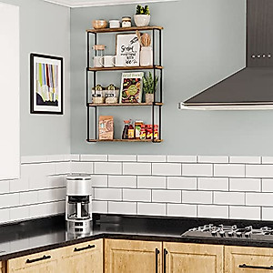 Wallniture Porto Floating Shelves for Wall Storage, Bookshelf Living Room Decor, Kitchen Organization, 4-Tier Bathroom Shelves, Wall Shelves for Bedroom Burnt Finish