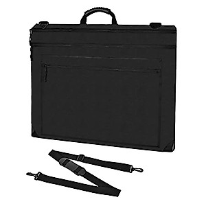 MEGREZ Art Portfolio Bag with Shoulder Strap, Portable Multi-purpose Art Portfolio Tote, 21" x 27" Waterproof Nylon Drawing Board Storage Bag, Sketch Board Bag for Drawing and Painting, Black