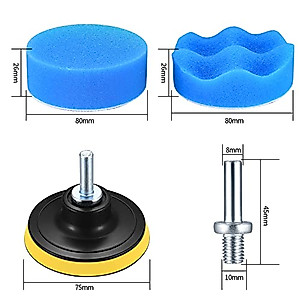 YOUYIDUN 16 Pcs Car Foam Drill Polishing Pad Kit, Car Polishing Pad kit, with Car Sponge Buffing Polishing Pads, Wool Drill Adapter Pads for Car Foam Drill, Sanding, Buffing, Waxing