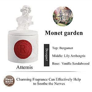 KELANO Monet Garden Scented Candles for Home, 100% Natural Coconut Wax Aromatherapy Candle, Exquisite Sculptures of Greek Mythology Characters with Marbled Jar