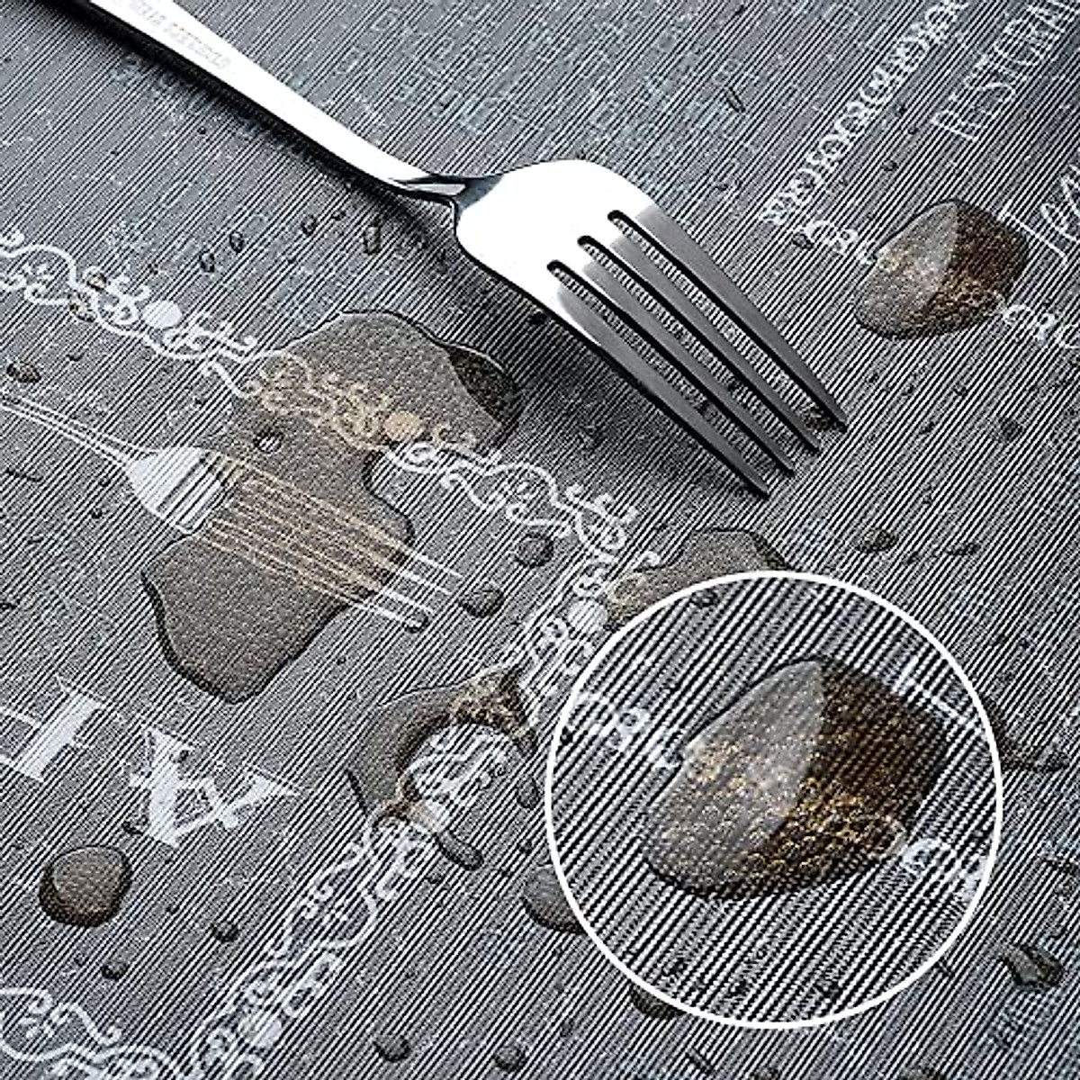 CHRAMACY Vinyl Tablecloth Waterproof - Oil Proof Spill-Proof Heavy Duty Rectangle Plastic Table Cloth - Wipe Clean PVC Table Cover for Halloween Summer Indoor,Outdoor (Black,54" x 78")