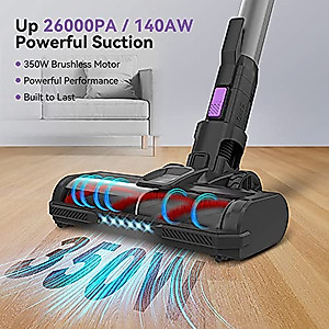 INSE Cordless Vacuum Cleaner, 26Kpa 350W Stick Vacuum for Hardwood Floor, Up to 50 Mins Rechargeable Battery, 6-in-1 Household Wireless Lightweight Vacuum for Pet Hair Carpet - S10
