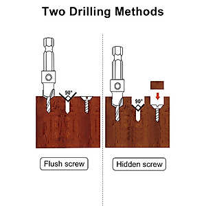 Lytool Countersink Drill Bit Set,5Pcs Counter Sink Drill Bit for Wood,1/4" Hex Shank Tapered Drill Bits for Woodworking and Carpentry,Quick Change and Allen Wrench for Woodworking,Pilot Screw Hole Set