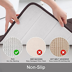 Buganda Memory Foam 3 Pieces Bathroom Rugs Set - Thick Soft Absorbent Non-Slip Bath Mats, Washable Small/Large/Contour Bath Rugs (24" x 16" + 30" x 20" + 24" x 20", Coffee)