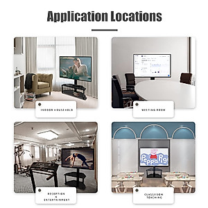 Universal Floor TV Stand with Height Adjustable and Media Shelf for 32-70 inch Flat Screen TV, Swivel TV Mounts Stand with Solid Wood Base for Living Room (Walnut)