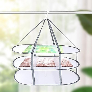 FGY Mesh Clothes Drying Rack, 3-Tier Windproof Sweater Drying Rack & 2-Tier Foldable Cloth Hanging Rack, Pop Up Clothes Dryer Rack for Delicate, Dress, Swimsuit, Shirt, Underwear, Sweater, Gown