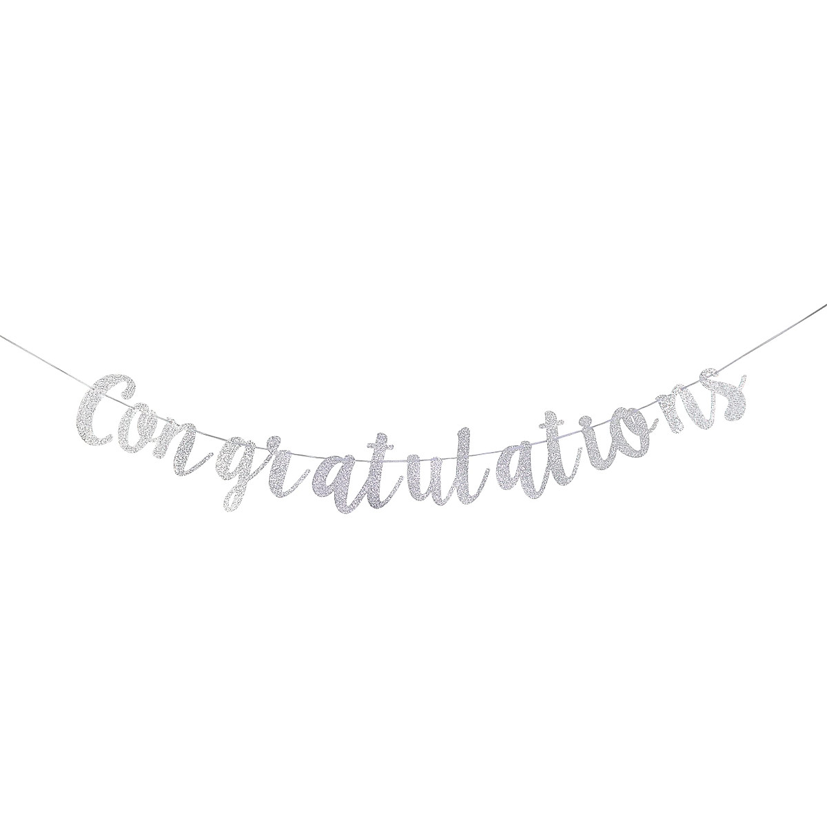 Starsgarden Silver Glitter Congratuation Banner - High School/College Graduate Congratulations Hanging Decorating-Congrats Grad Graduation Party Decorations Supplies(Silver)