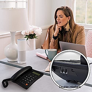 Desktop Telephone with Display Screen, Fixed Telephone with LCD Brightness Adjustable, Desktop Telephone with Hands-Free Function