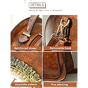 clock purse Real Working Clock Shoulderbags women's backpack vintage one shoulder messenger bag Cross Body for Women Girls (Brown)