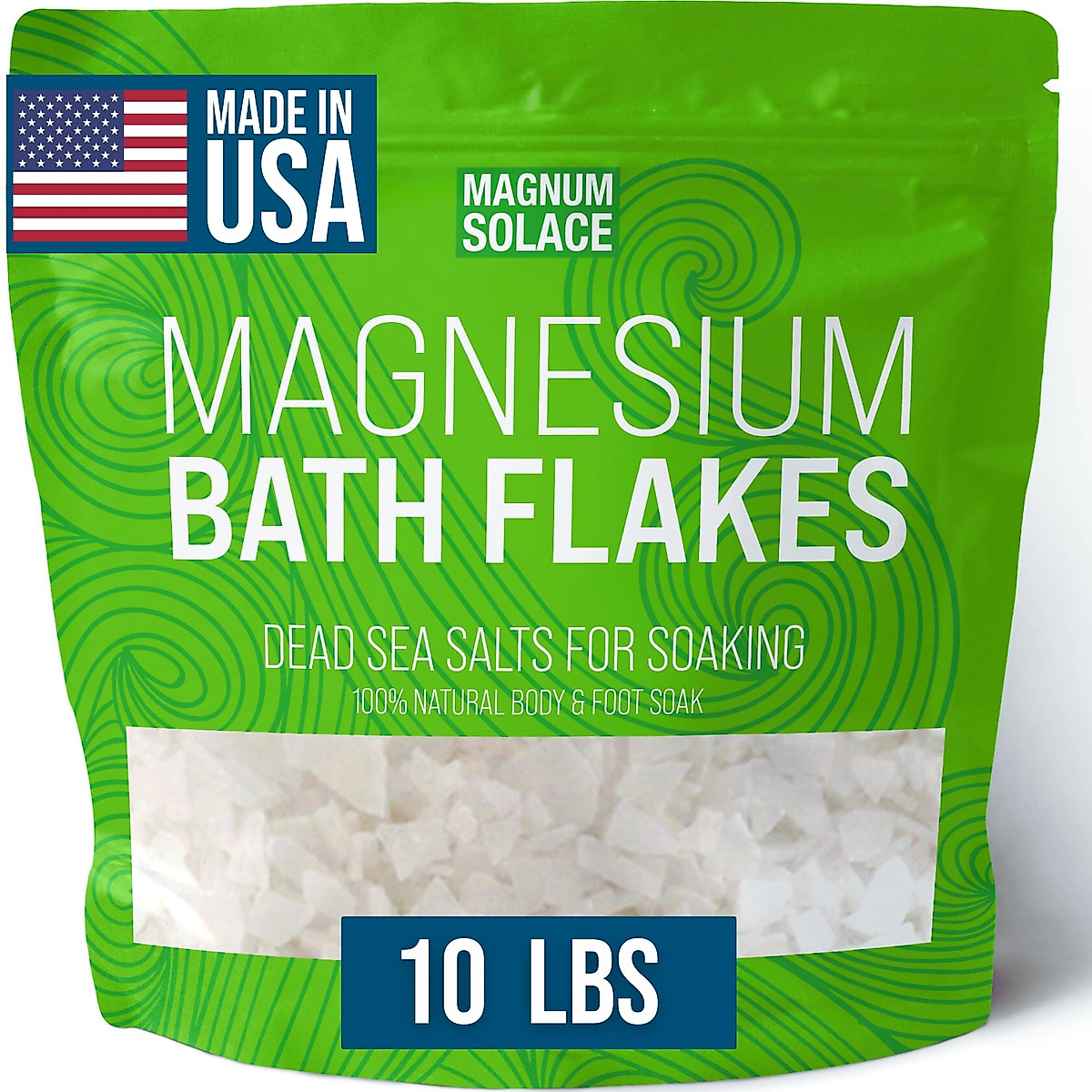 Magnesium Flakes for Bath - Magnesium Chloride Flakes - Dead Sea Salts for Soaking, 10 LBS