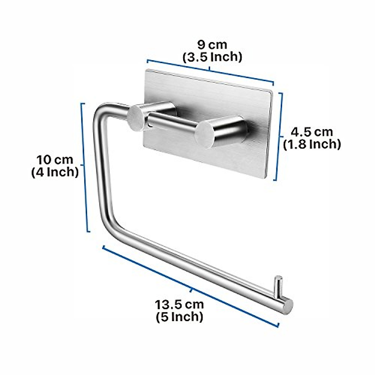 Flexzion Stainless Steel Self Adhesive Toilet Paper Holder Stand - Dispenser Tissue Roll Hanger Towel Storage Wall Mount Rustproof Brushed Finished for Bathroom Kitchen Lavatory Toilet Home (1 Pack)