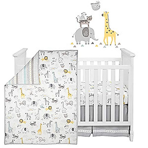 Lambs & Ivy Animal Jungle Cotton Jersey 4-Piece Crib Bedding Set - Multicolor