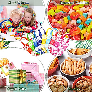 Teling 24 Pcs Hibiscus Party Tote Bags Hawaiian Non Woven Gift Bags with Handles for Tropical Aloha Luau Tiki Summer Party Supplies