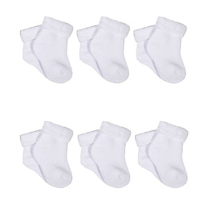 Gerber Baby 6-Pair Sock, white, 18 Months