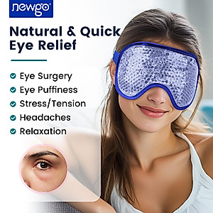 NEWGO Cooling Eye Mask for Puffy Eyes, Cold Eye Mask Eye Ice Pack for After Eyes Surgery, Tension Stress Relief, Itchy Eyes, Headaches, Dark Circles - Navy Blue