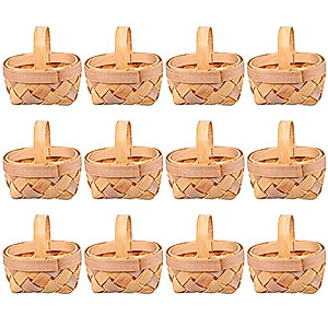 YARDWE 12pcs Mini Bamboo Woven Basket Miniature Flower Basket Dollhouse Picnic Basket Tiny Party Favor Container Farmhouse Decor for Fairy Garden Micro Landscape