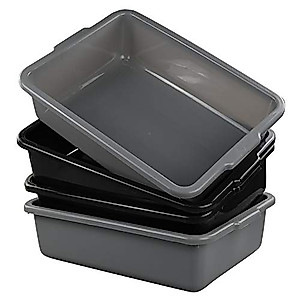 Lesbin 13 L Plastic Commercial Tote Box, Bus Tubs/Bus Box, 4-Pack