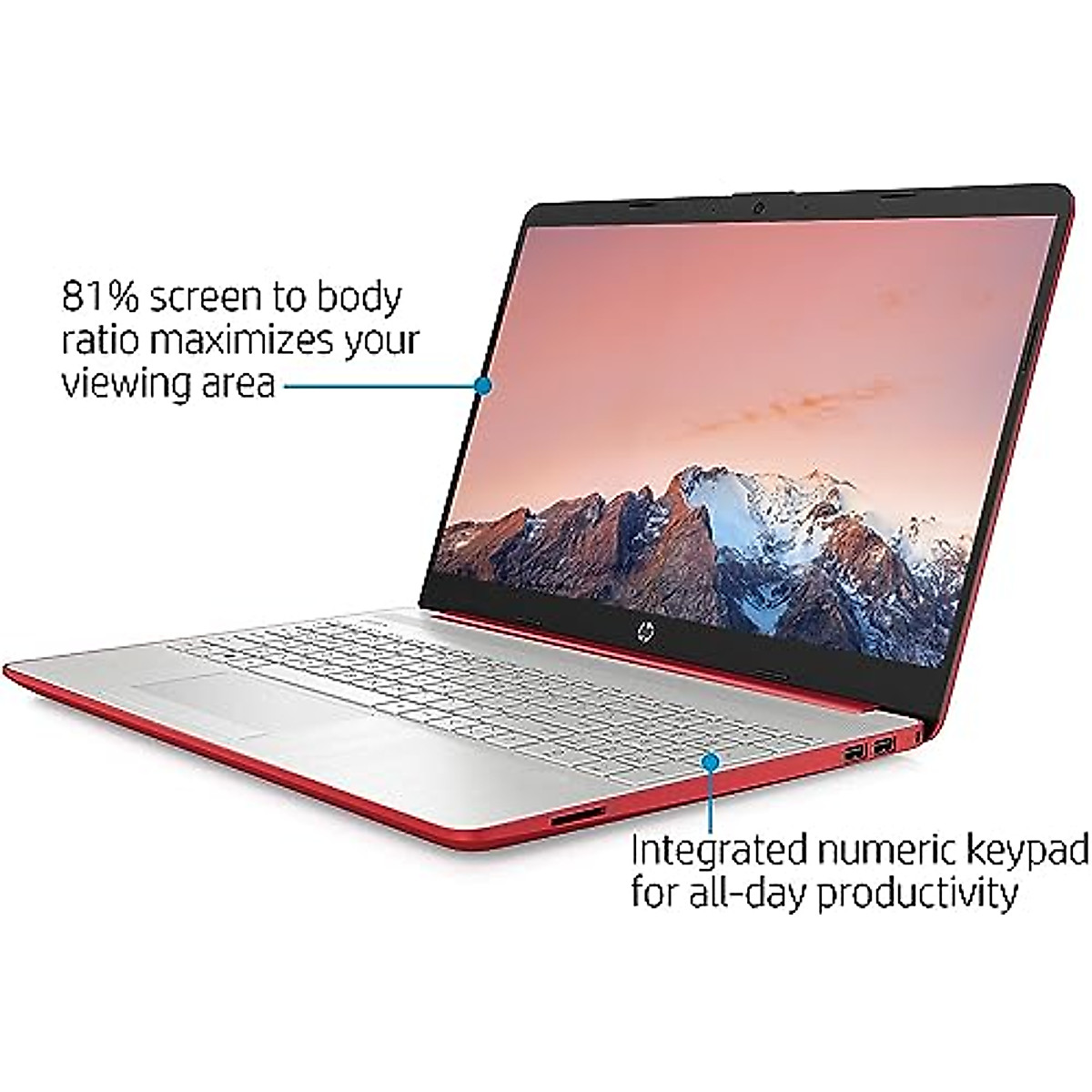 HP 15.6" Laptop with 1 Year Microsoft Office 365, Intel Pentium Quad-Core Processor, Intel UHD Graphics, Long Battery Life, RJ-45, Wi-Fi, Webcam, HDMI, Windows 11 Home, Red (16GB RAM | 1TB SSD)