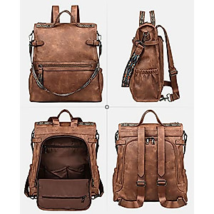 FADEON Womens Backpack Purse Designer Ladies Shoulder Bag Vegan Leather Large Travel Backpacks Purses for Women