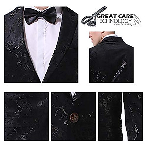 Men's luxury Casual Dress Suit Slim Fit Stylish Blazer Black Large, Black, Large