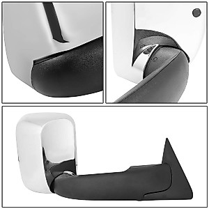 Auto Dynasty Pair Chrome Manual Adjustable Folding Flip Up Rear View Side Towing Side Mirror Compatible with Dodge Ram BR/BE 94-02