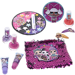 Townley Girl L.O.L Surprise Ultimate Makeover Set with over 20 Pieces, Including Lip Gloss, Nail Polish, Press-On Nails, Nail Stickers and Reversible Sequin Bag, Ages 5+