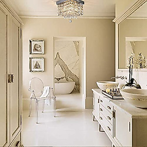 Modern Luxury Crystal Chandelier, Contemporary Raindrop Crystal Ball Square Chandelier Lighting Pendant Ceiling Lamp Flush Mount Ceiling Light Fixture Chandelier for Bedroom, Hallway of CRYSTOP