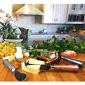 Galrose Cheese Knife Set Premium Quality - Galvanized Iron Handle Stainless Steel Blade Rustic 4 Piece Cheese Knives or Charcuterie Utensils Set for Hosting. Gift for 6th Iron Wedding Anniversary