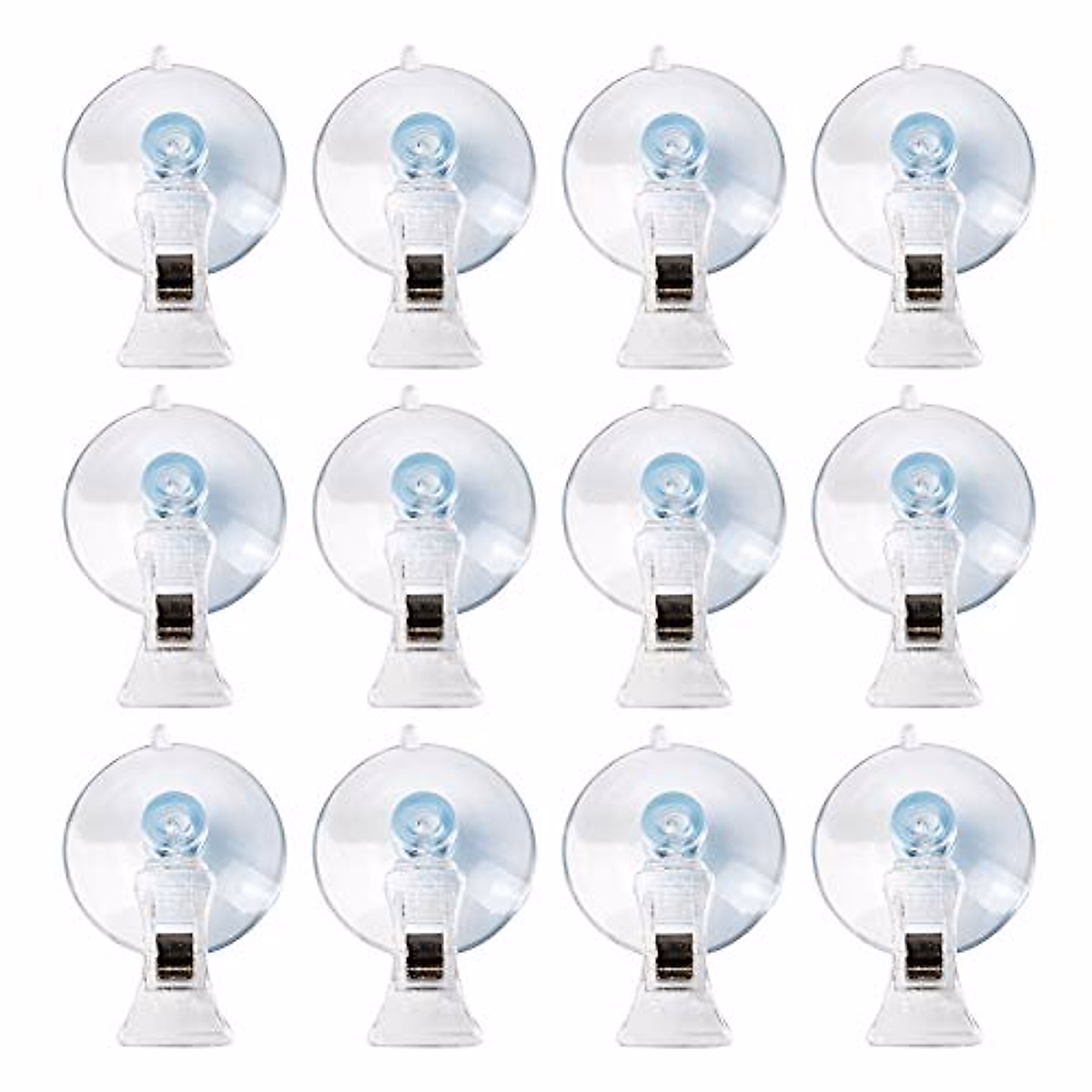 AUEAR, 12 Pack 48mm Suction Cup Clip Fish Seaweed Clip Veggie Feed Holder for Office Home Display Business Cards Holder Aquarium Shower