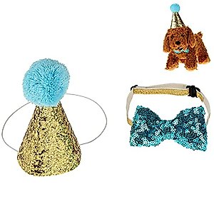 Dog Birthday Bandana Scarf,Cat Bandana for Cats,Small Cat Dog Birthday Party Supplies, Birthday Party Hat with Cute Bowknot Accessories for Cats Small Dogs,Outfit for Birthday Party(Blue)