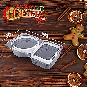 VOUKEN 10Pcs Double Compartment Condiment Container with Lid Double Compartment Snack Containers Double Compartment Snack Containers for to-go Sauce, Sampling, Travel Snack (Transparent 10PCS)