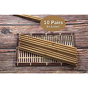Chopsticks Reusable Chinese Natural Bamboo Chopsticks 9.8"/25cm Long Lightweight Wood Chopstick Set For Restaurant Eating Cooking -10 Pairs gift Sets Dishwasher Safe Japaness Style