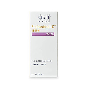 Obagi Professional C Serum 20%, Vitamin C Facial Serum with Concentrated 20% L Ascorbic Acid for Normal to Oily Skin, 1.0 Fl Oz Pack of 1 Product Name