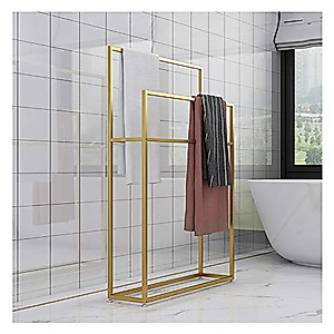 Wing Metal Free Standing Towel Rack, Large Towel Holder Stand for Bathroom, Kitchen, Washroom, Heavy Duty, Sturdy and Rust-Resistant,Gold,65×20×110cm(L×W×H)
